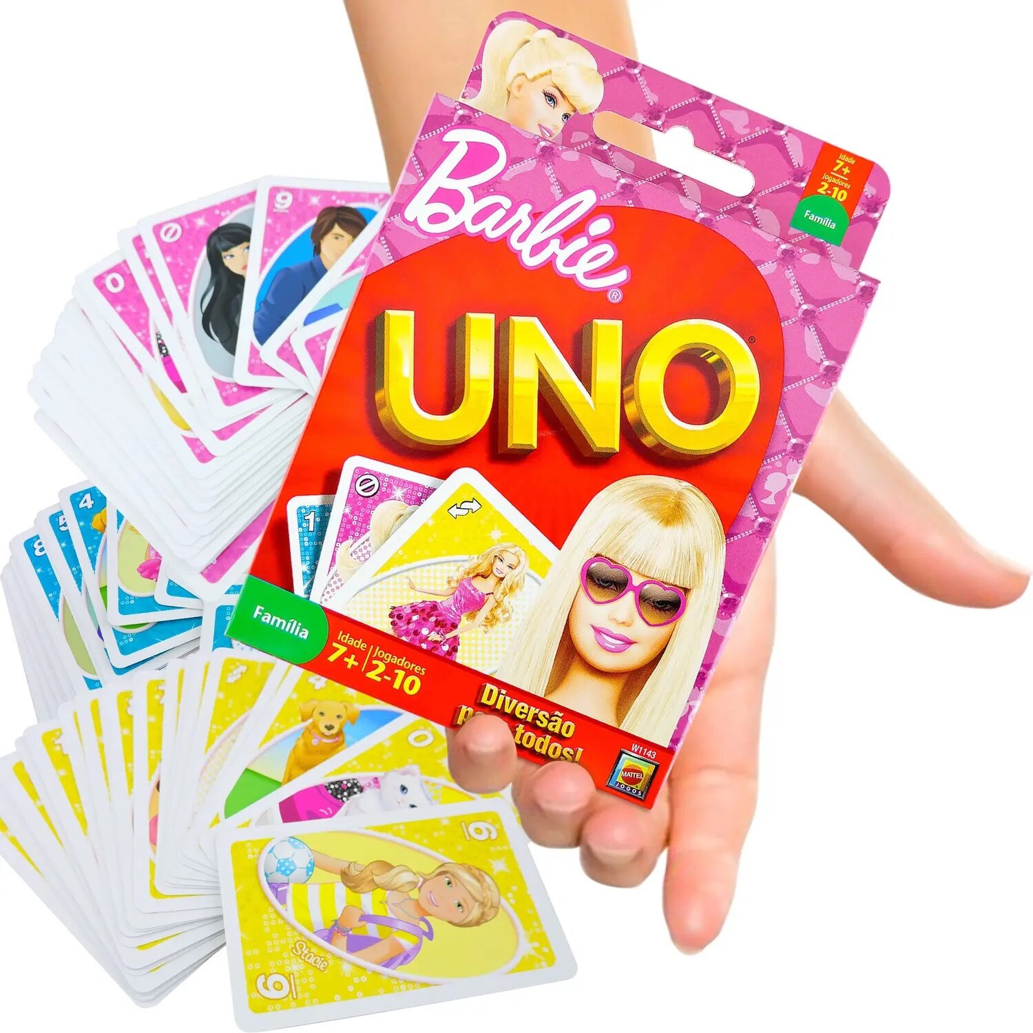 Игра настольная УНО Barbie UNO, розовый, ламинированный картонный футляр
