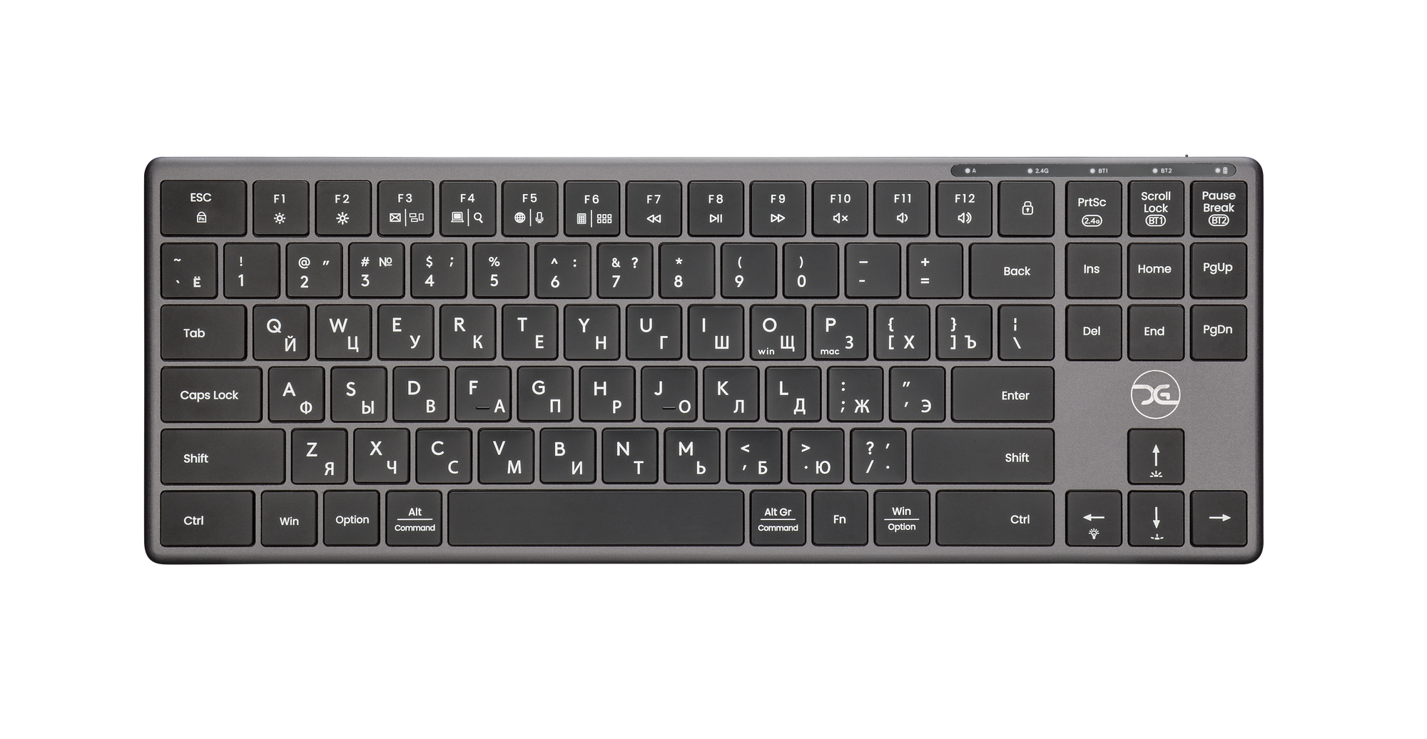 Беспроводная ультратонкая клавиатура xGhost Blade TKL, ножничные переключатели, алюминиевый корпус, Space Grey