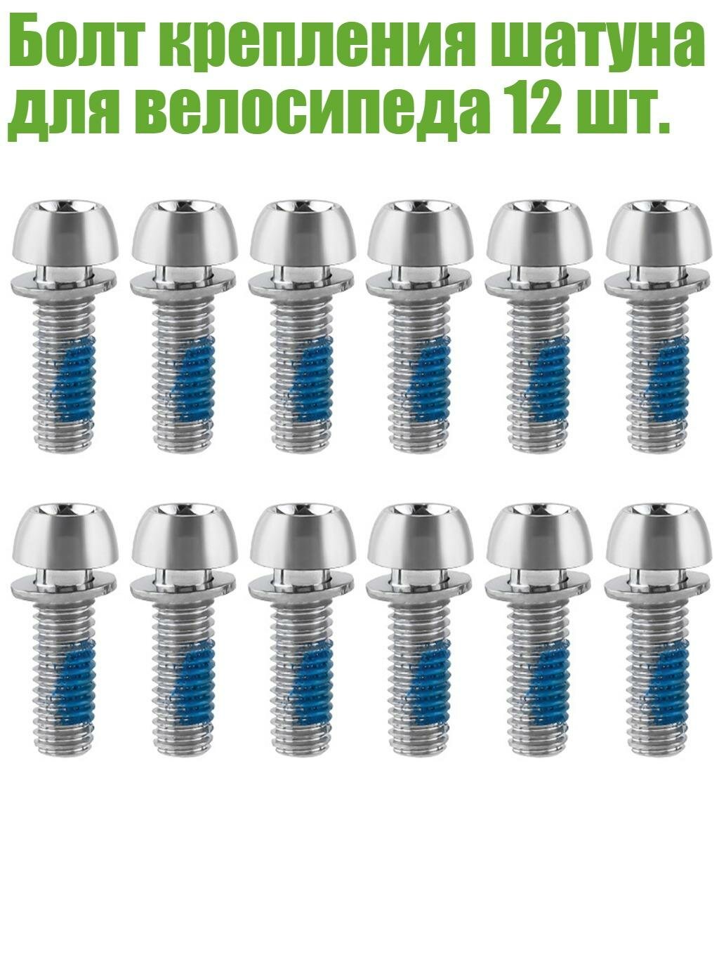 Болт крепления шатуна для велосипеда 12 шт, Серебро
