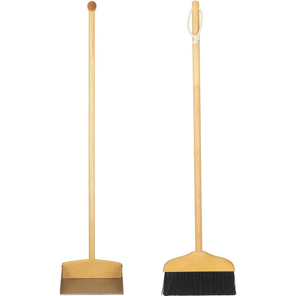 Комплект PRBRUSH 20010, метла и совок, дерево, мягкая щетина, бежевый