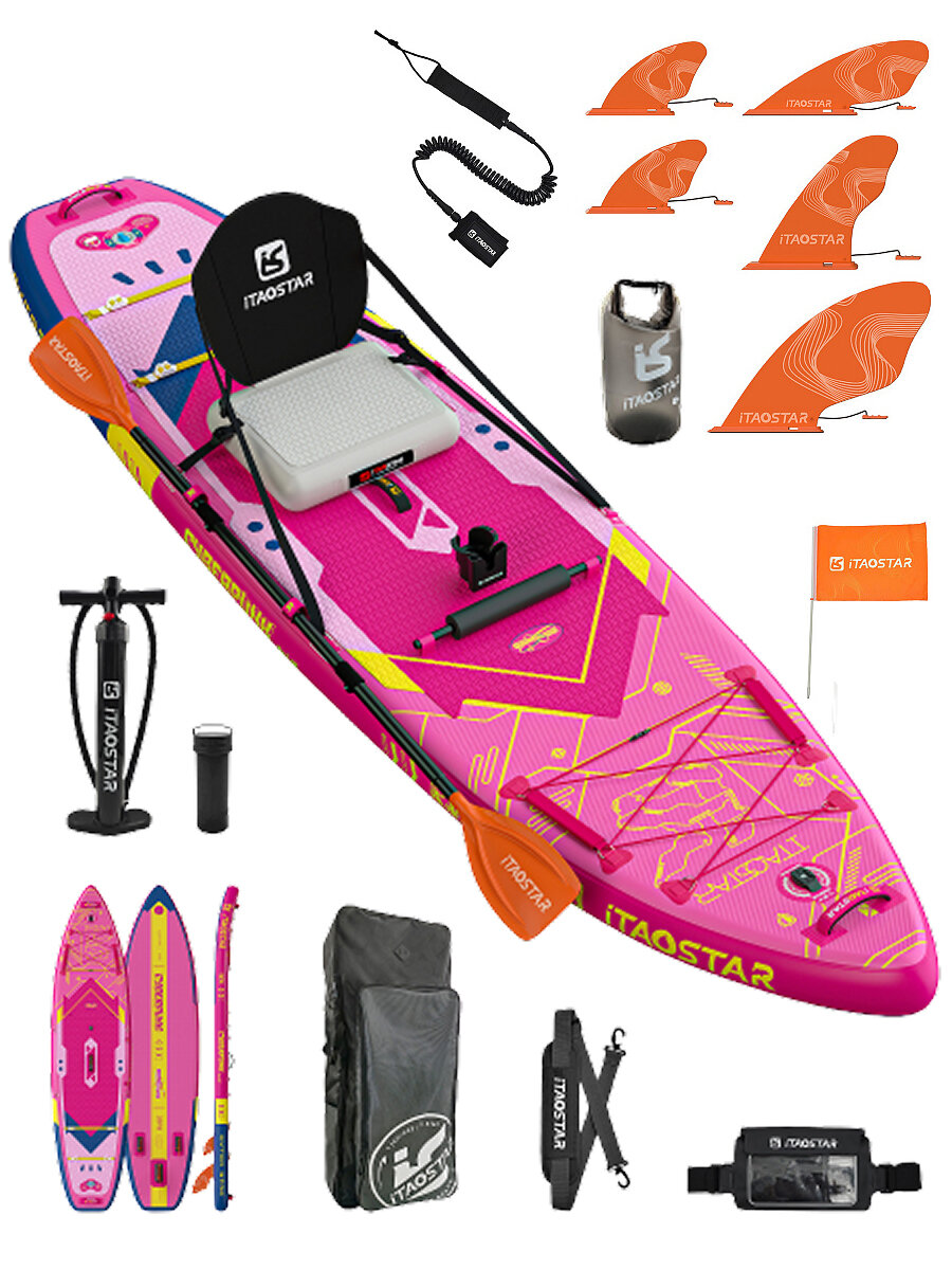 Сапборд iTaoStar Cyber Punk 11.6x35x6 C02D с сиденьем (сап-каяк) (350x89x15) двухслойный надувной / доска для плавания сап борд / Sup board, SUP-доска, каяк