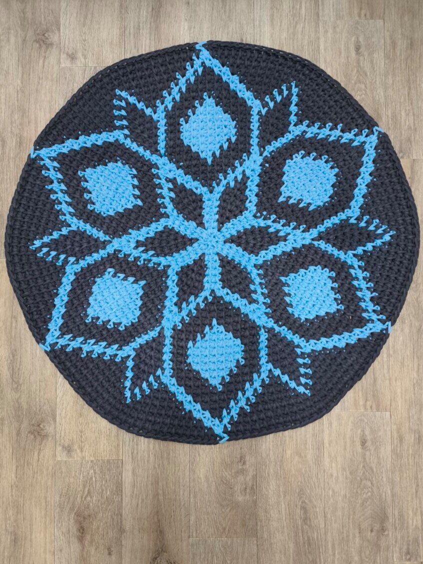 Эко коврик. Вязаный хлопковый ковер, ручной работы для гостиной, спальни, детской, прихожей, ванной и бани.