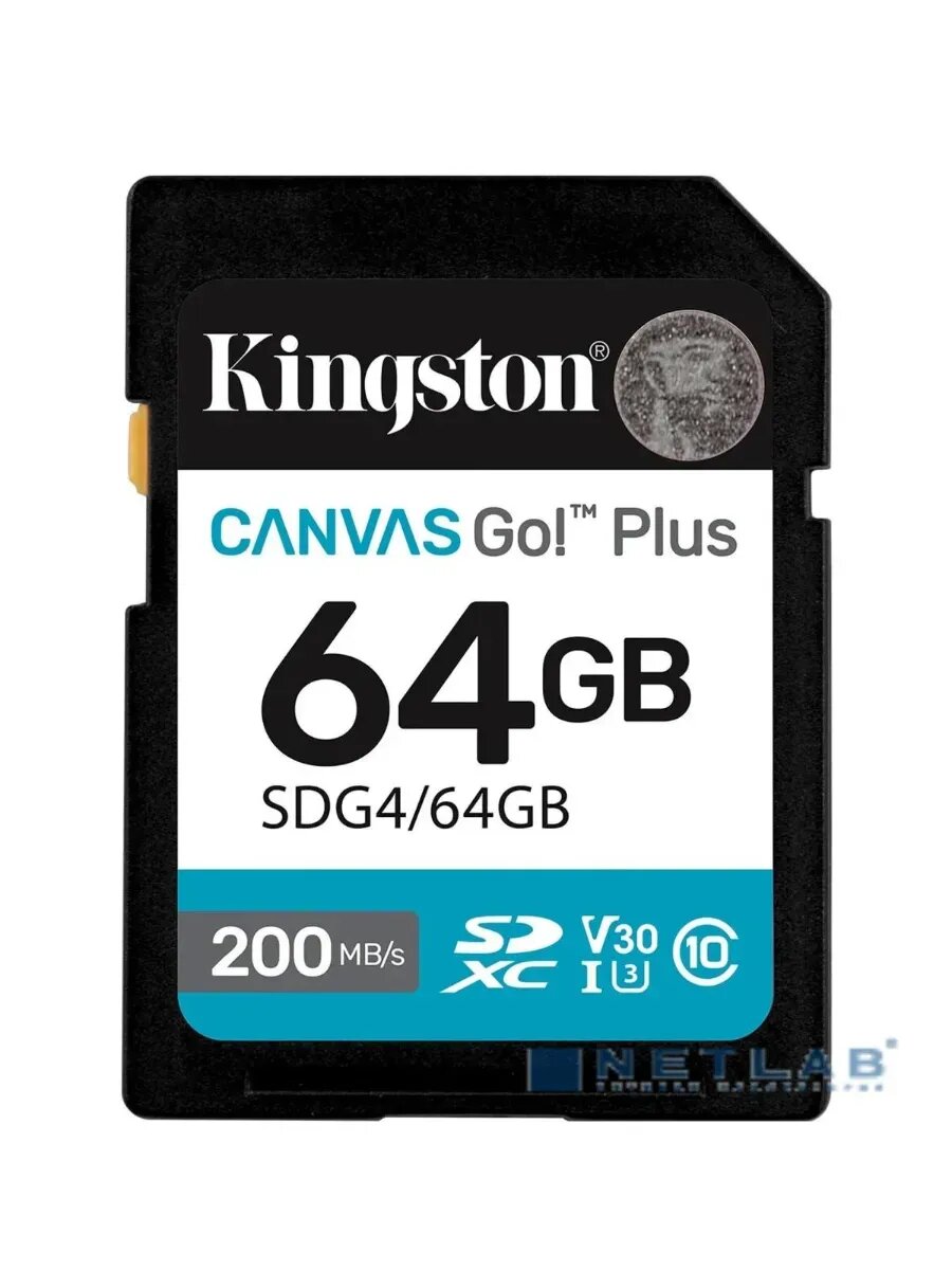Карта памяти SecureDigital 64GB Kingston Canvas Go Plus G4 200R V30
