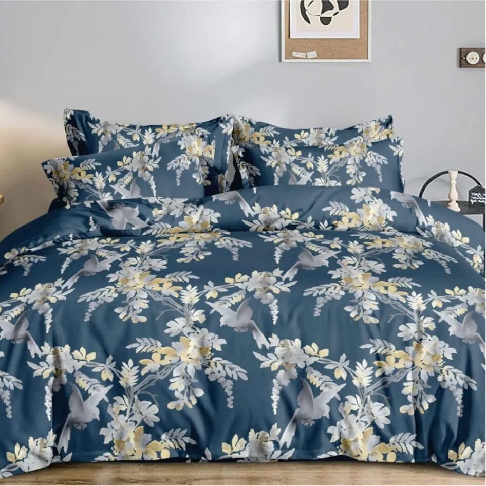 Комплект постельного белья Эко Сатин "Цветы птиц" Евро