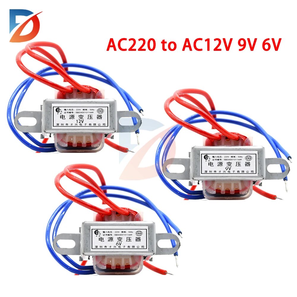 Diymore Однонапряженный медный силовой трансформатор 220В до 6/9/12В 1Вт 9V