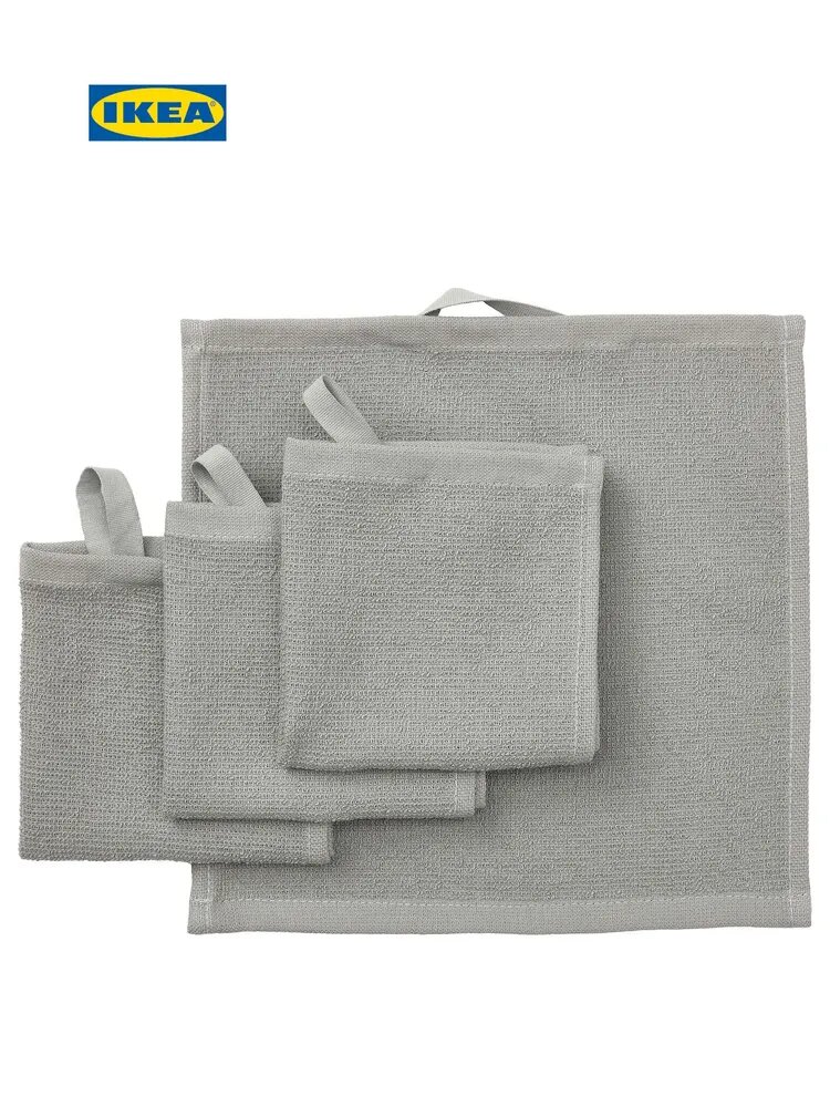 IKEA Полотенце для лица, рук ikea, Хлопок, 25x25 см, 4 шт.