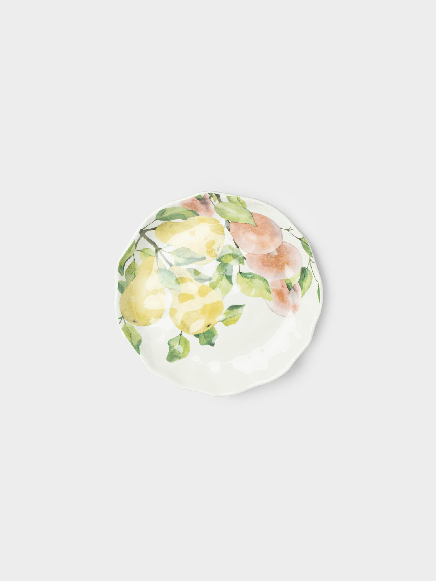 Тарелка закусочная, 23 см, керамика D, белая, Груши и сливы на ветке, Crumple print, Kuchenland