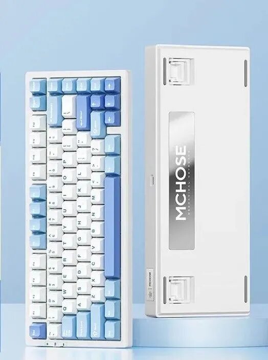 JuTongGuoJi Игровая клавиатура беспроводная MCHOSE Игровая клавиатура беспроводная G75Pro, Английская раскладка, синий