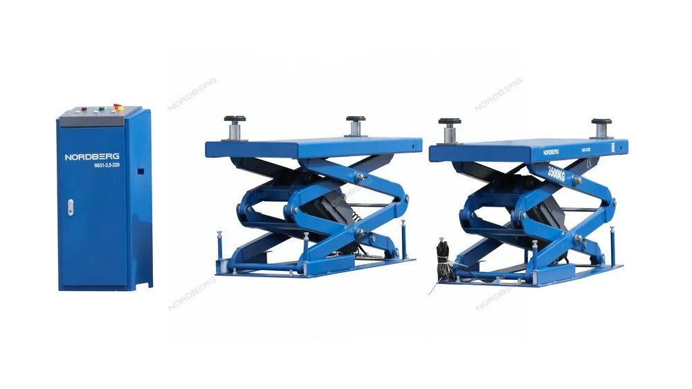 N631-3,5B_380 Подъемник ножничный 3,5т, с встроенными адаптерами для SUV авто, 380В (синий) (ст. арт. N631-3,5 ) NORDBERG N631-3,5B