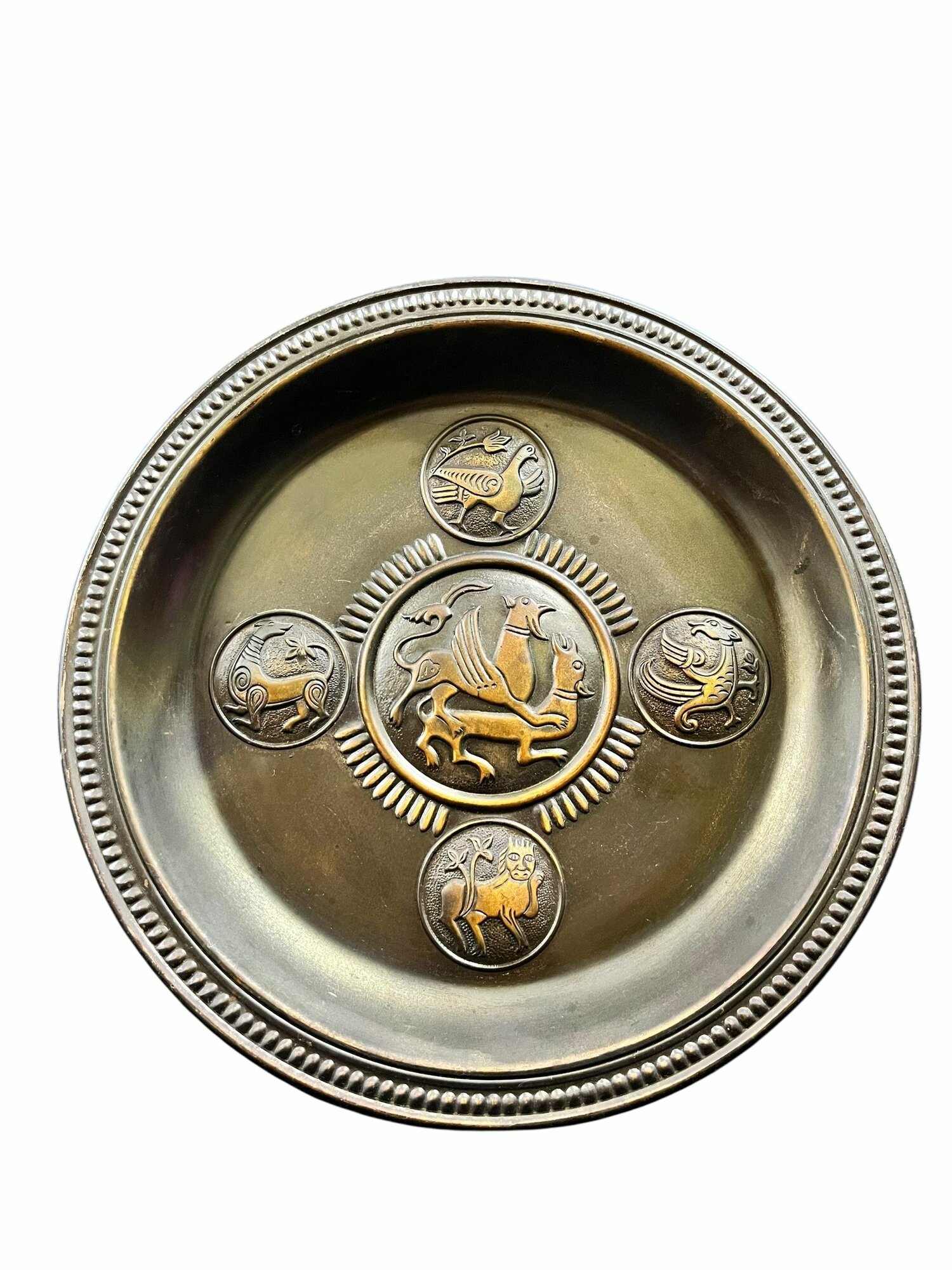 Советская медная тарелка настенная, клеймо, сделано в СССР