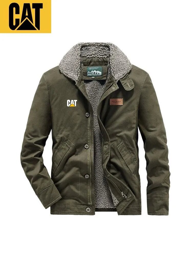 Куртка Caterpillar Мужская куртка с искусственным мехом-утепленная парка в стиле ретро для активного отдыха