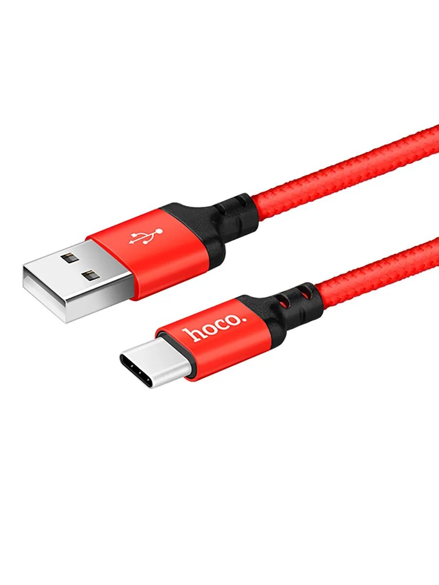 Кабель плетеный Hoco X14 USB to Type-C, 3А, 1 метр, красно-черный / провод для зарядки Android, iPhone с USB-C (15, 16, 17)