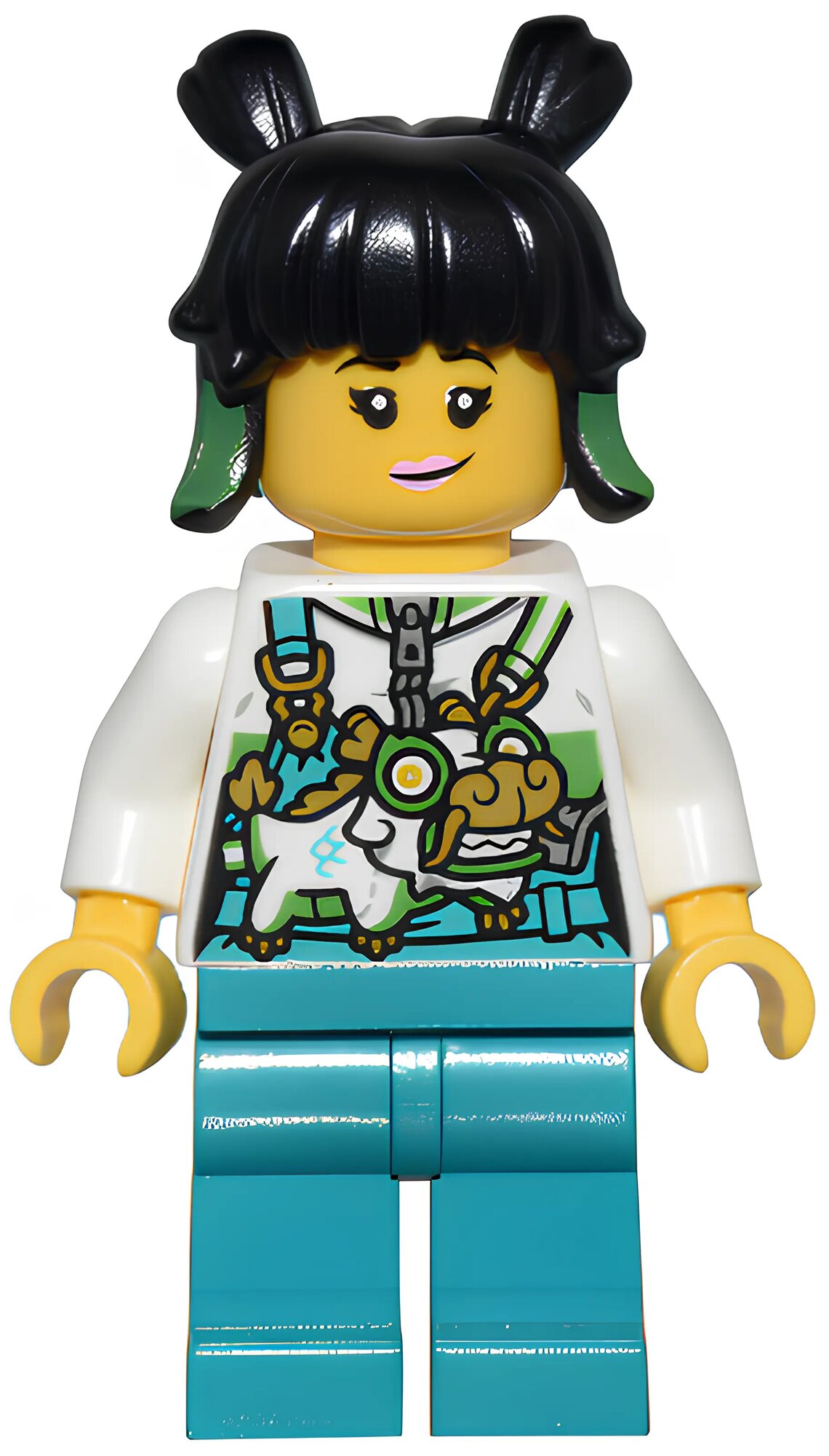 Минифигурка LEGO Monkie Kid Mei - White Top, Overalls, Dragon Bag mk173 U