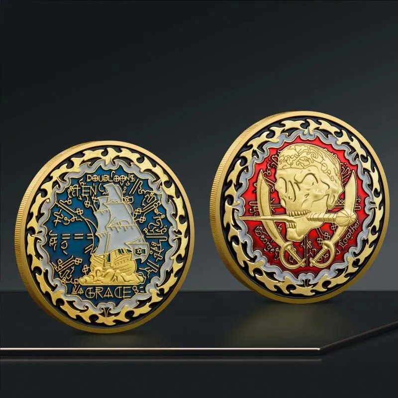 Пиратский череп памятная монета серебряный медальон