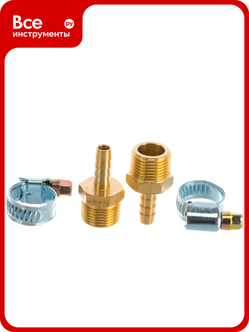 Штуцер пневматический наружная резьба 3/8- елочка 6 мм ROCKFORCE RF-MH06/04 RF-MH06/04(1902)