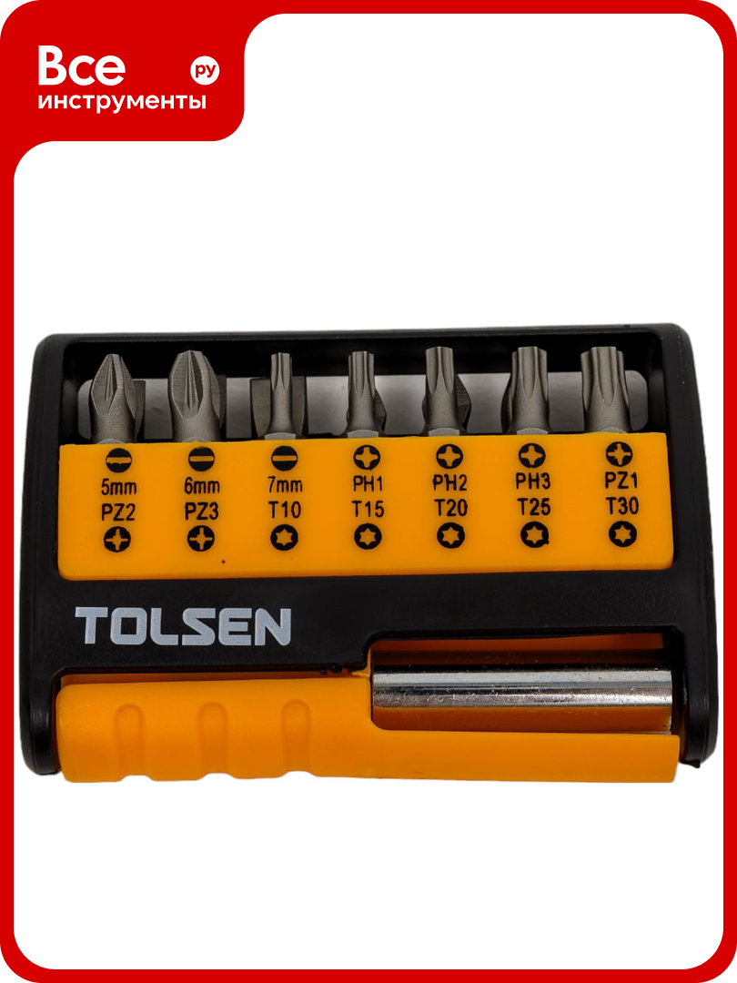 Набор вставок бит 1/4", PH, PZ, SL, Torx, 15 предметов TOLSEN 20365