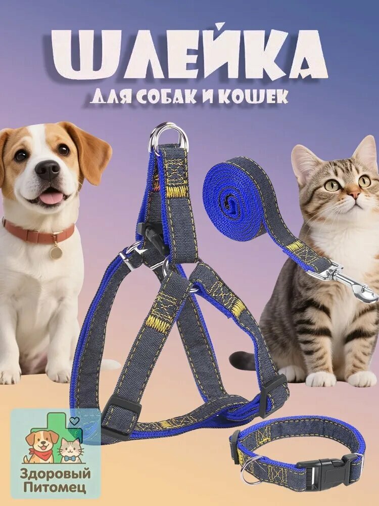 Шлейка с поводком для собак и кошек