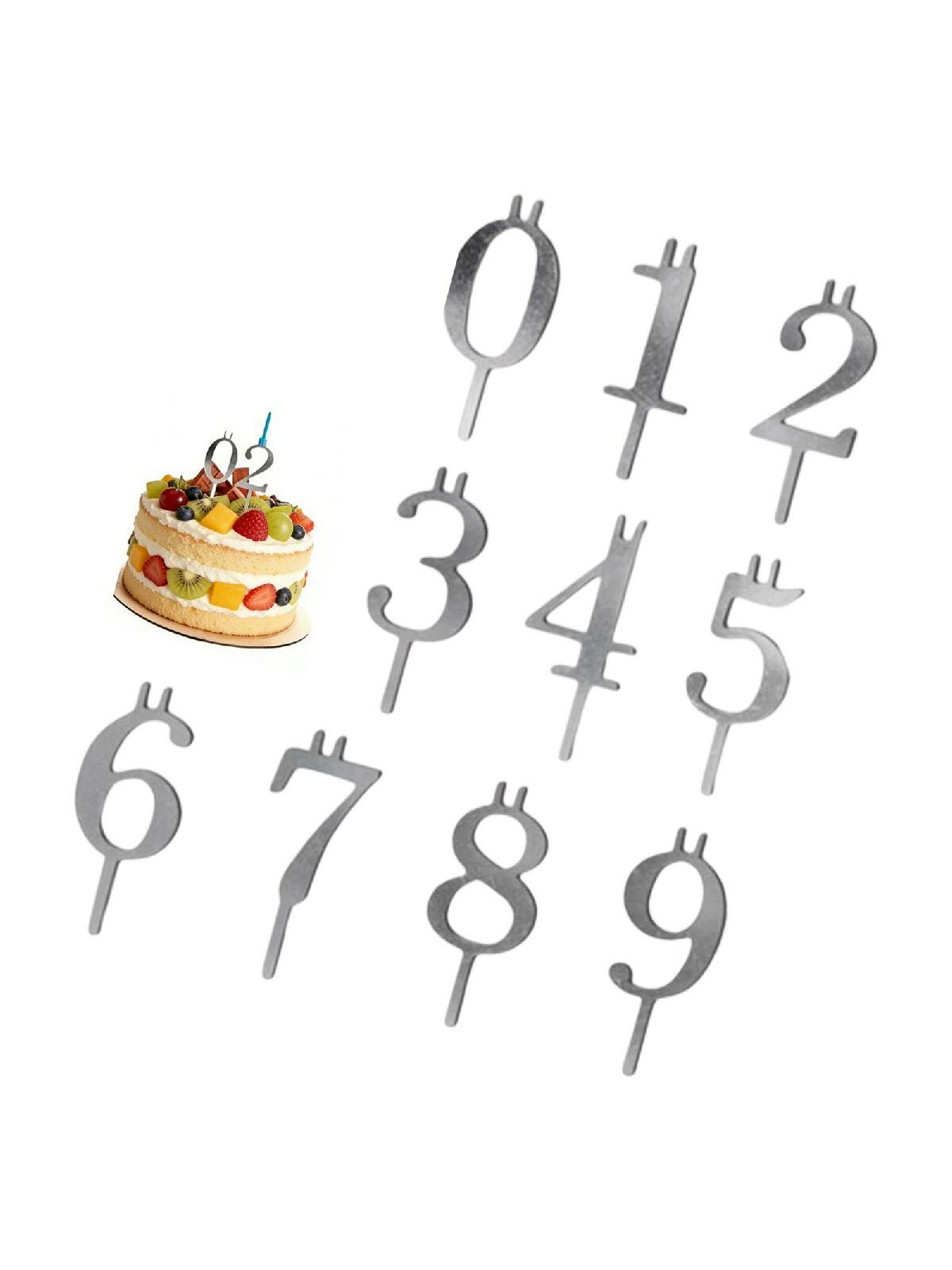 Цифровая подставка для торта из нержавеющей стали для украшения торта с номерами от 0 до 9