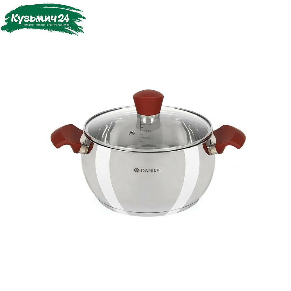 Кастрюля Daniks Орлея GS-01159P-20CA с крышкой, 3.6 л