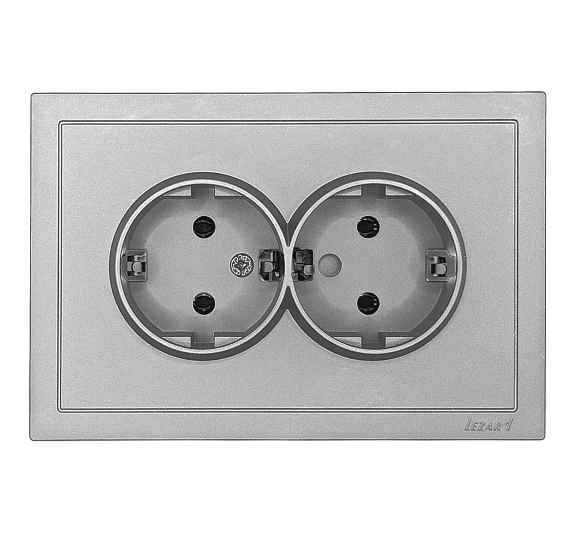 Розетка двойная встраиваемая Lezard Zima без заземления цвет серый матовый