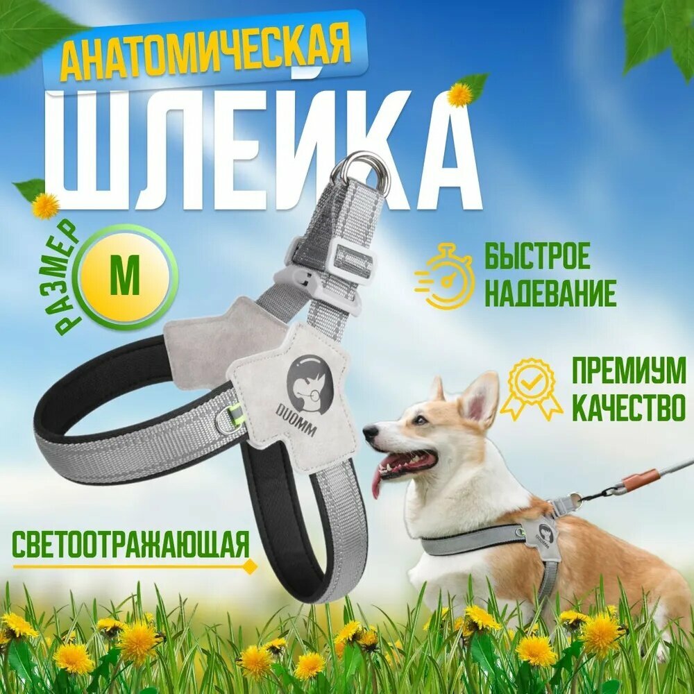 Шлейка для собак средних пород, крупных пород, черная, размер M