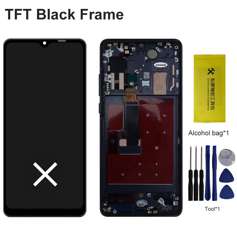 Экран для Huawei P30 Pro, ЖК-дисплей, сменный преобразователь сенсорного экрана для Huawei P30Pro, ЖК-дисплей VOG-L29 VOG-L09 с рамкой TFT Black Frame