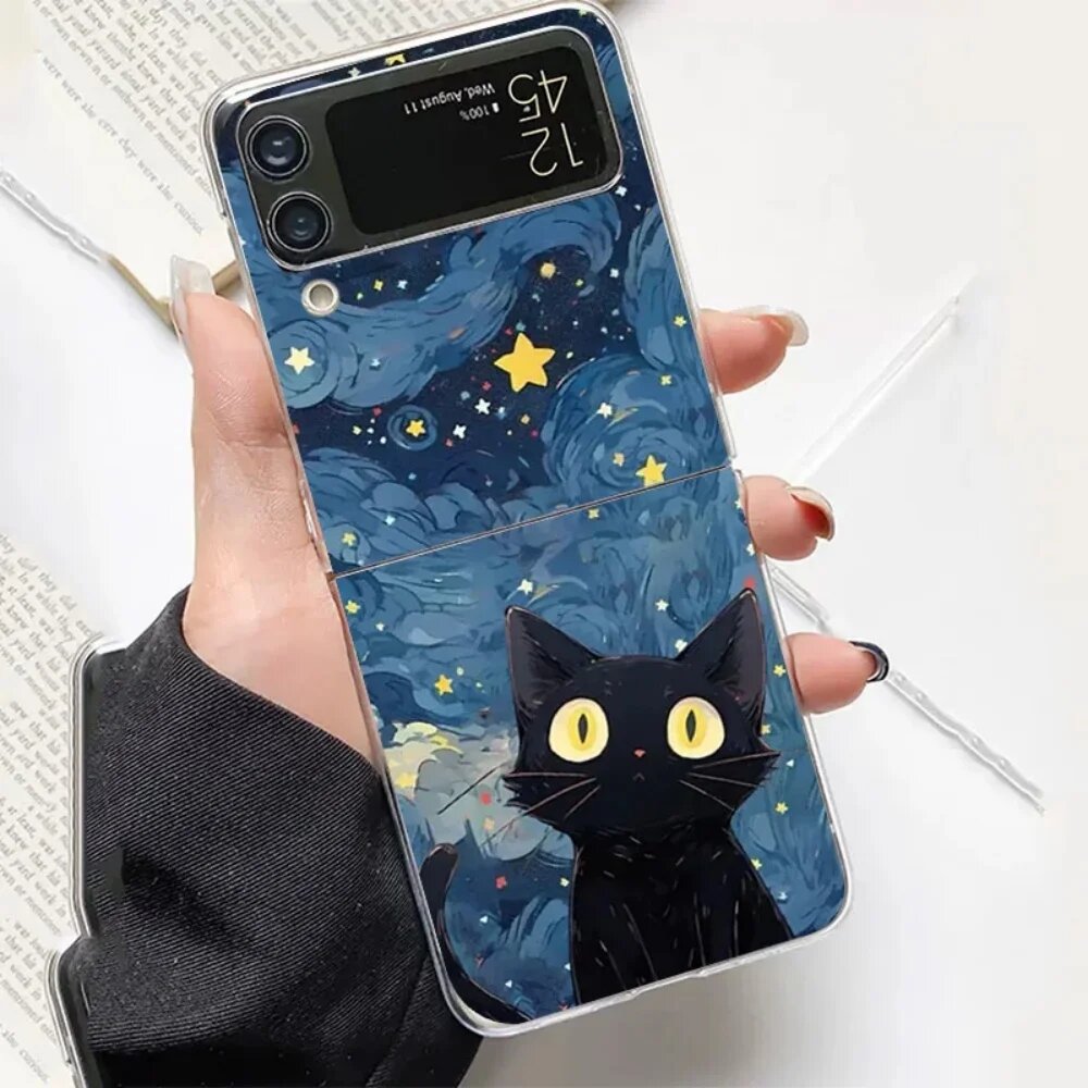 Чехол Motorola Razr 2023 Black Cat Starry Night, Style 1