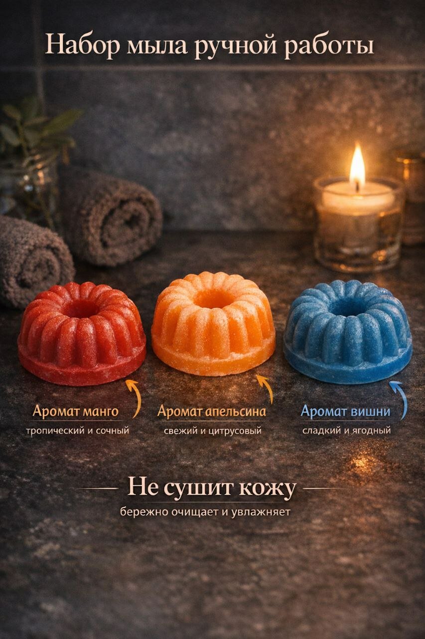 Набор мыла ручной работы "кексы"