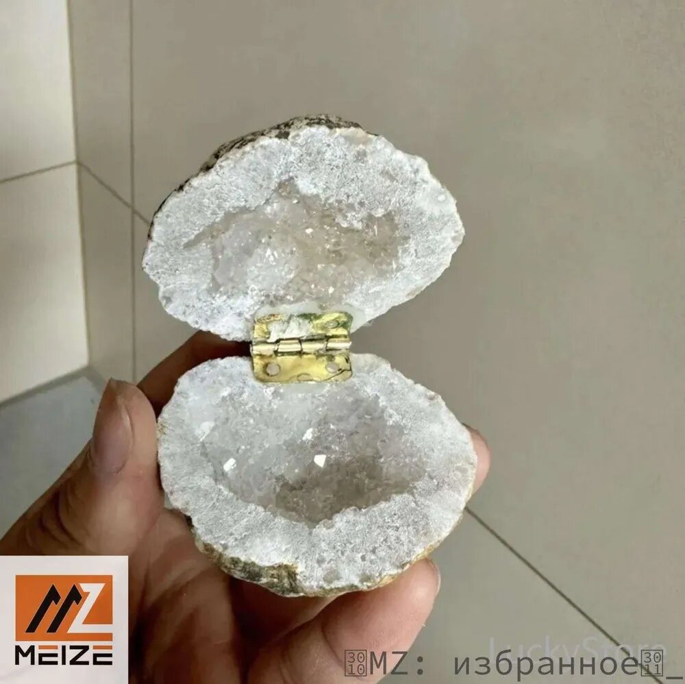 Коллекционный кристалл из агата и хрусталя с золотой фурнитурой для хранения мелочей