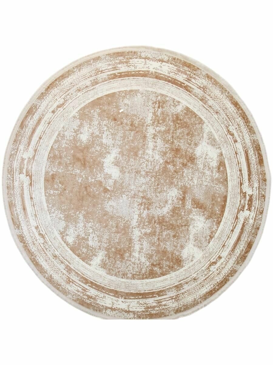 Ковер премиальный иранский высокоплотный, круглый 2 на 2 м, на пол в спальню, гостиную, 100% хлопок, эвкалиптовый шелк, круг размер 200х200 см