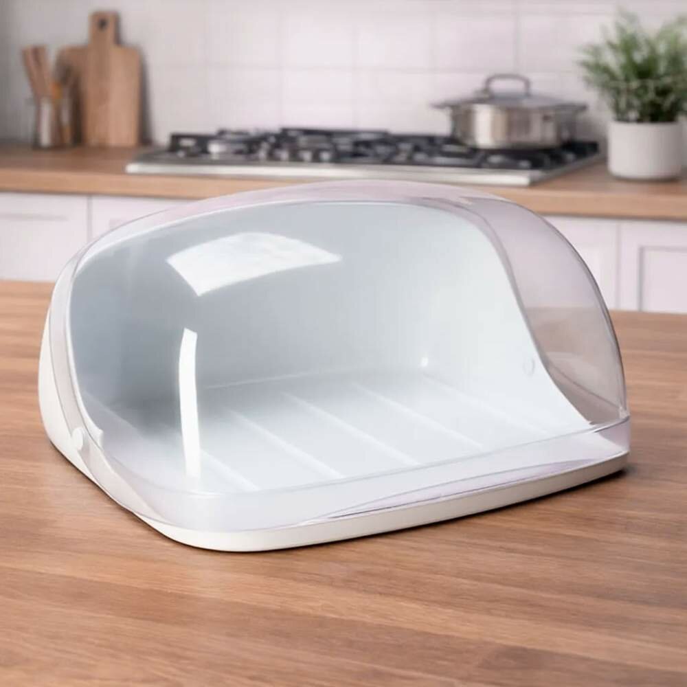 Хлебница idea малая, пластик, цвет мраморный, прозрачная крышка