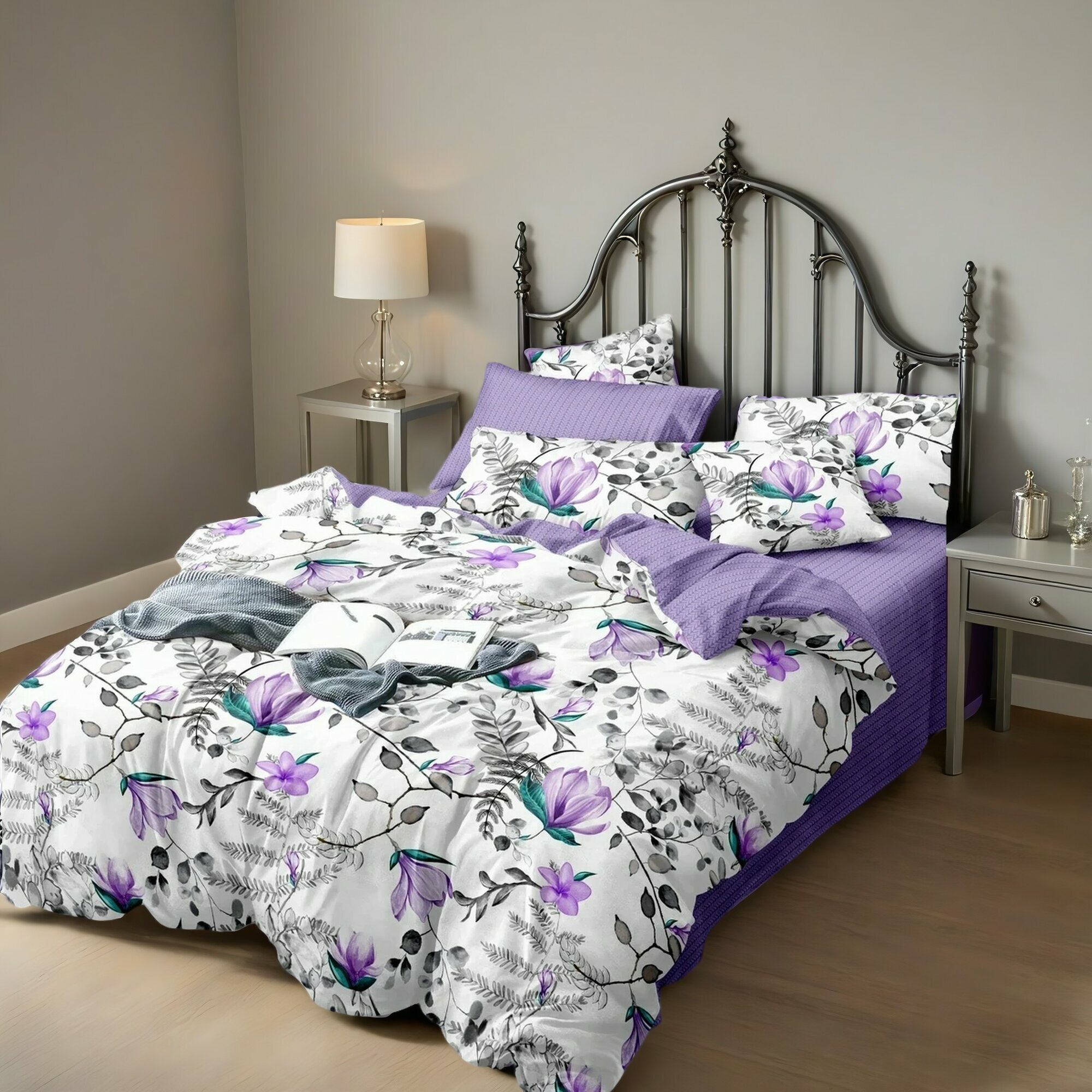 Постельное белье 1.5 спальное с цветочками Cleo Pure Cotton комплект хлопок поплин
