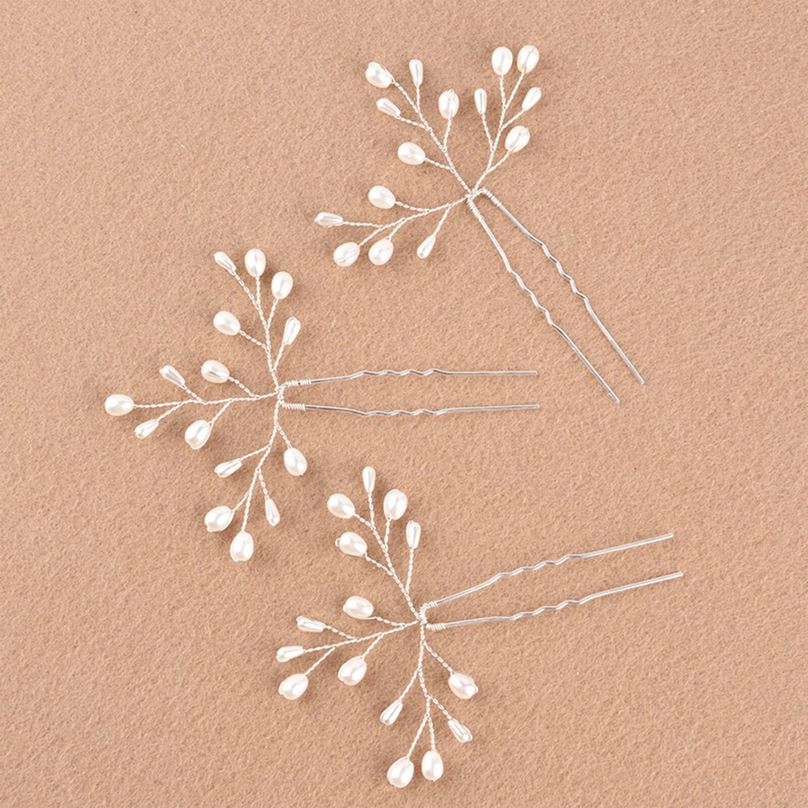 FORSEVEN Жемчужные заколки для волос 3 шт. Style 11