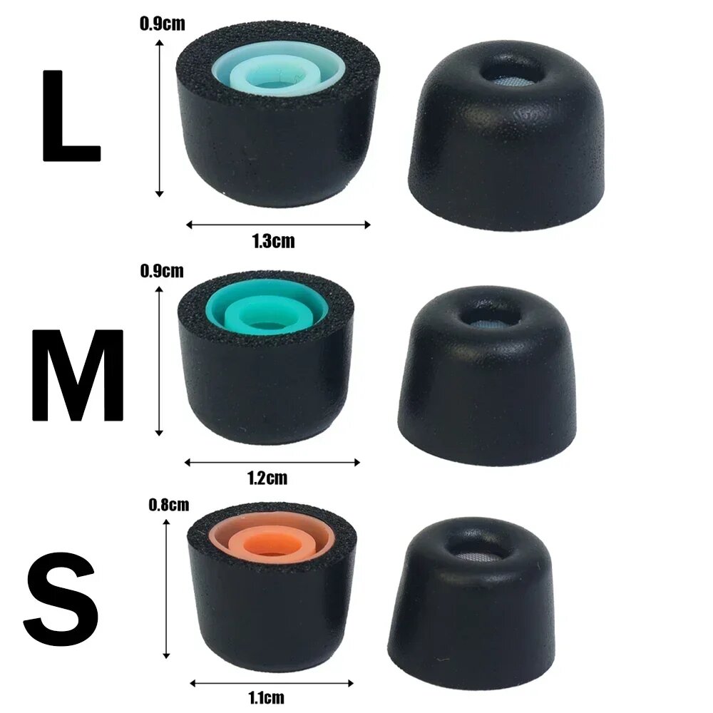 Амбушюры для Sony WF-1000XM5 из пены с эффектом памяти 3Pairs, Black Mixed