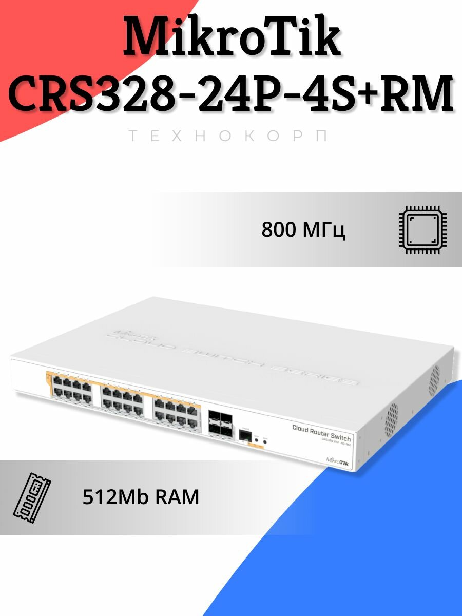Маршрутизатор MIKROTIK CRS328-24P-4S+RM