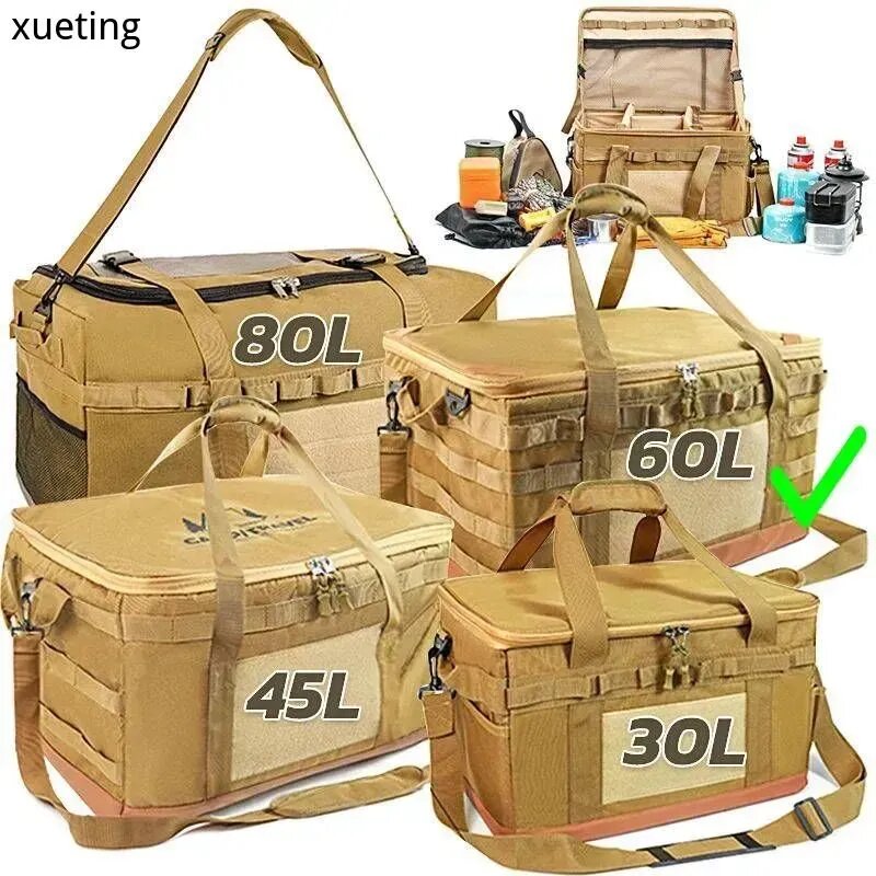 30L-80L Сумка для хранения большой емкости для кемпинга на открытом воздухе Уличная походная сумка,1,60, хаки,2200,2000