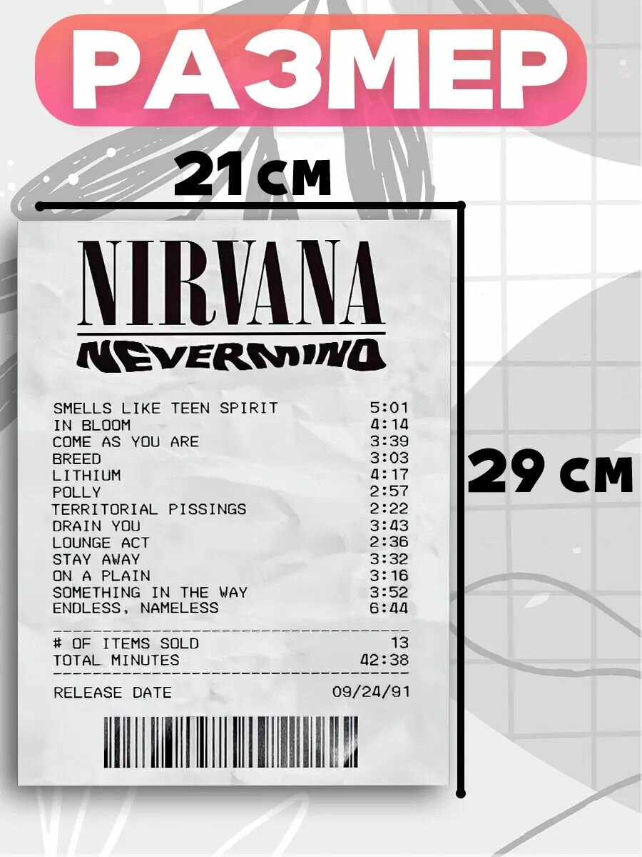 Постеры на стену Nirvana, плакат 1шт, А4 размер. — фото 1