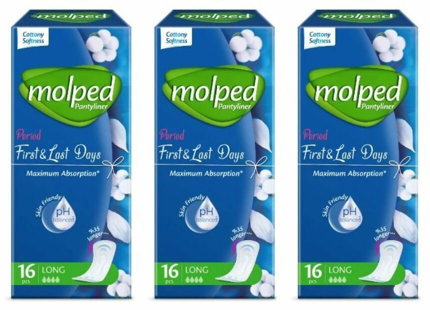 Molped Прокладки ежедневные First & Last Long, 16 шт, 3 уп