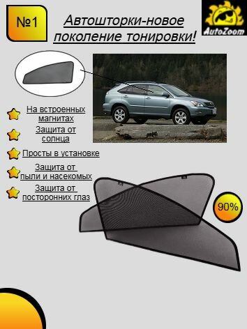 Автошторки магнитные для Lexus RX 350 (XU30) 2поколение (2003-2009г. в.), на передние двери 2 шт/шторки для автомобиля/съемная тонировка/AutoZoom