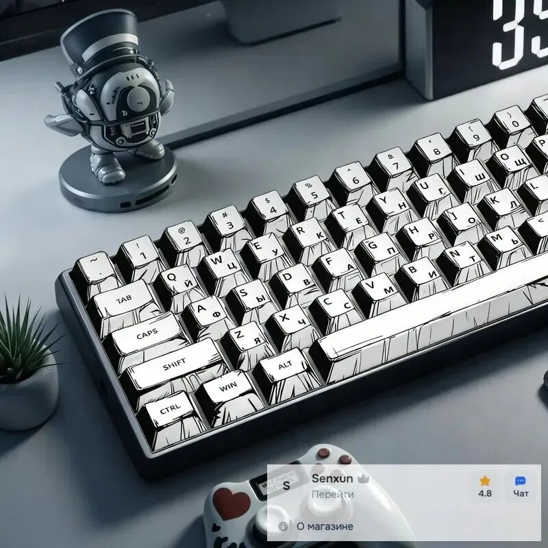 Кейкапы для механической клавиатуры Cherry PBT с кириллицей и аниме дизайном - стильные и прочные