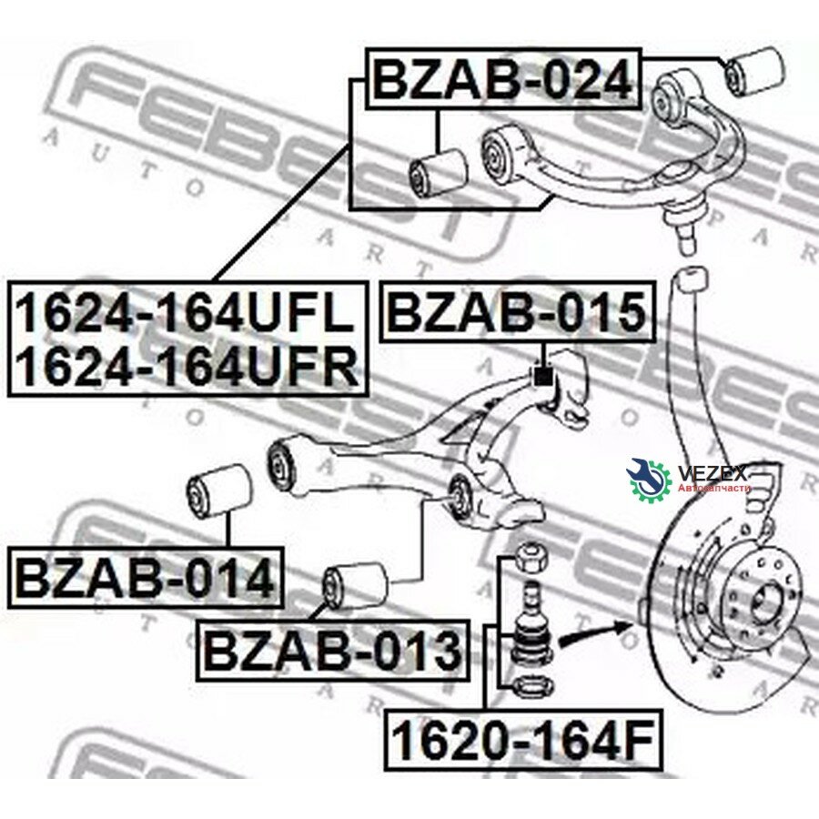 FEBEST 1620-164F Опора шаровая 1620-164F