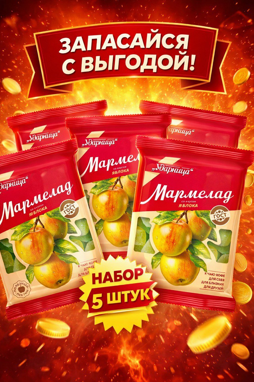 Мармелад Ударница яблоко 275 гр.