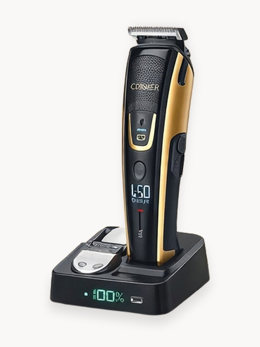 Профессиональная машинка для стрижки волос Cronier с LCD дисплеем и насадками