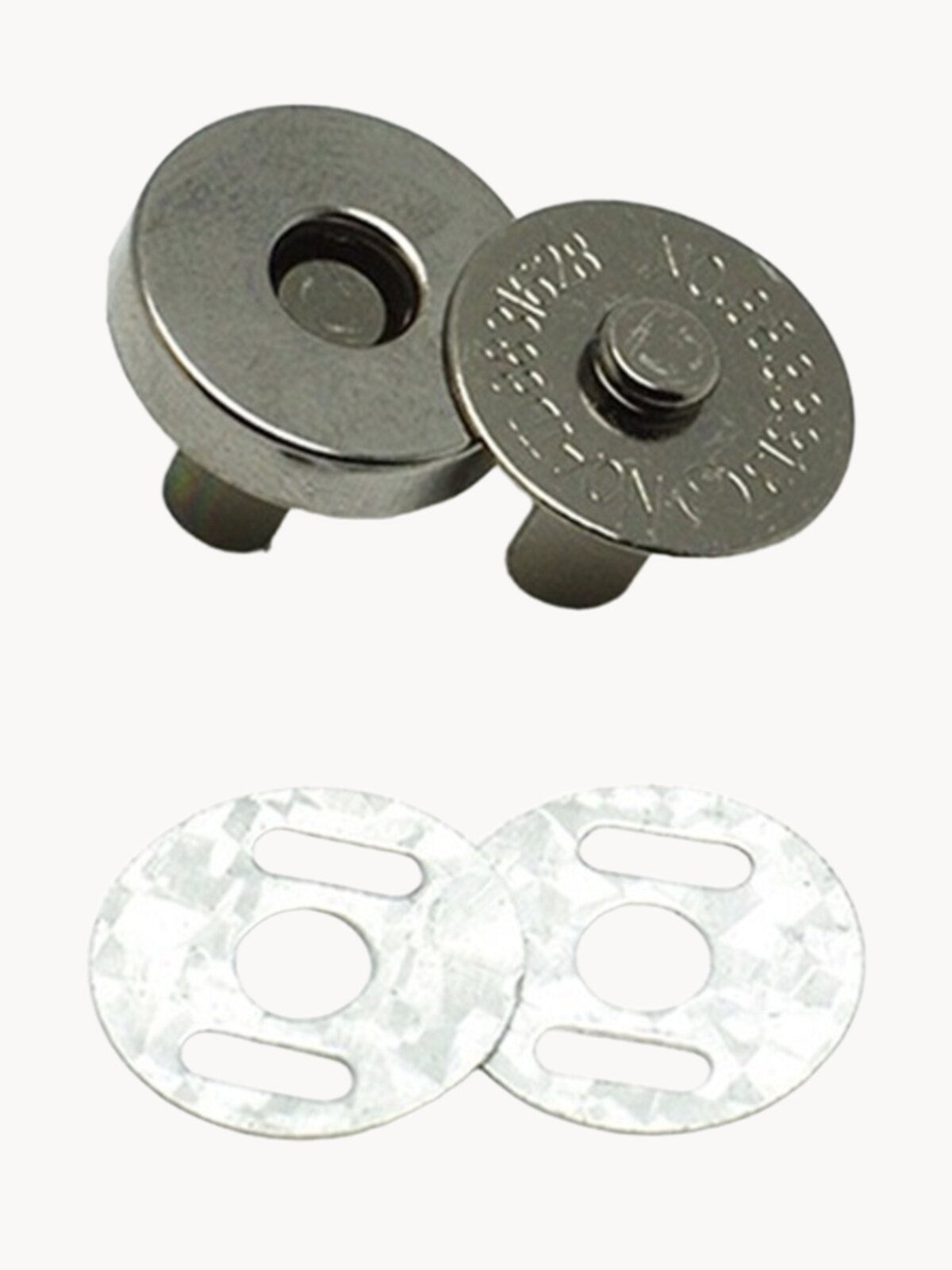 Магнитная застежка / кнопка для сумок, рюкзаков, диаметр 18 мм, упак. 2 шт, цвет: темный никель