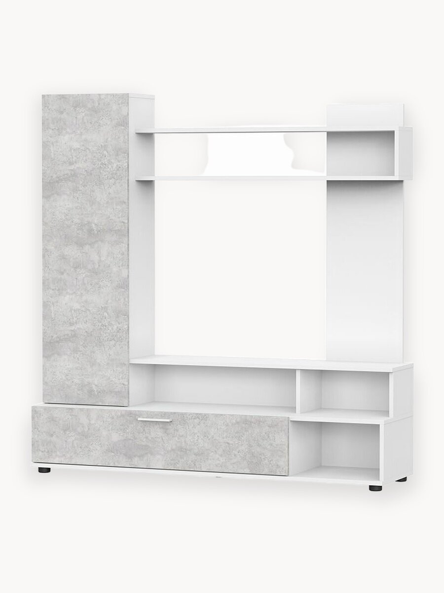 ARNIKA Стенка в гостиную "Молли", 150х38х153 см, белый/цемент светлый