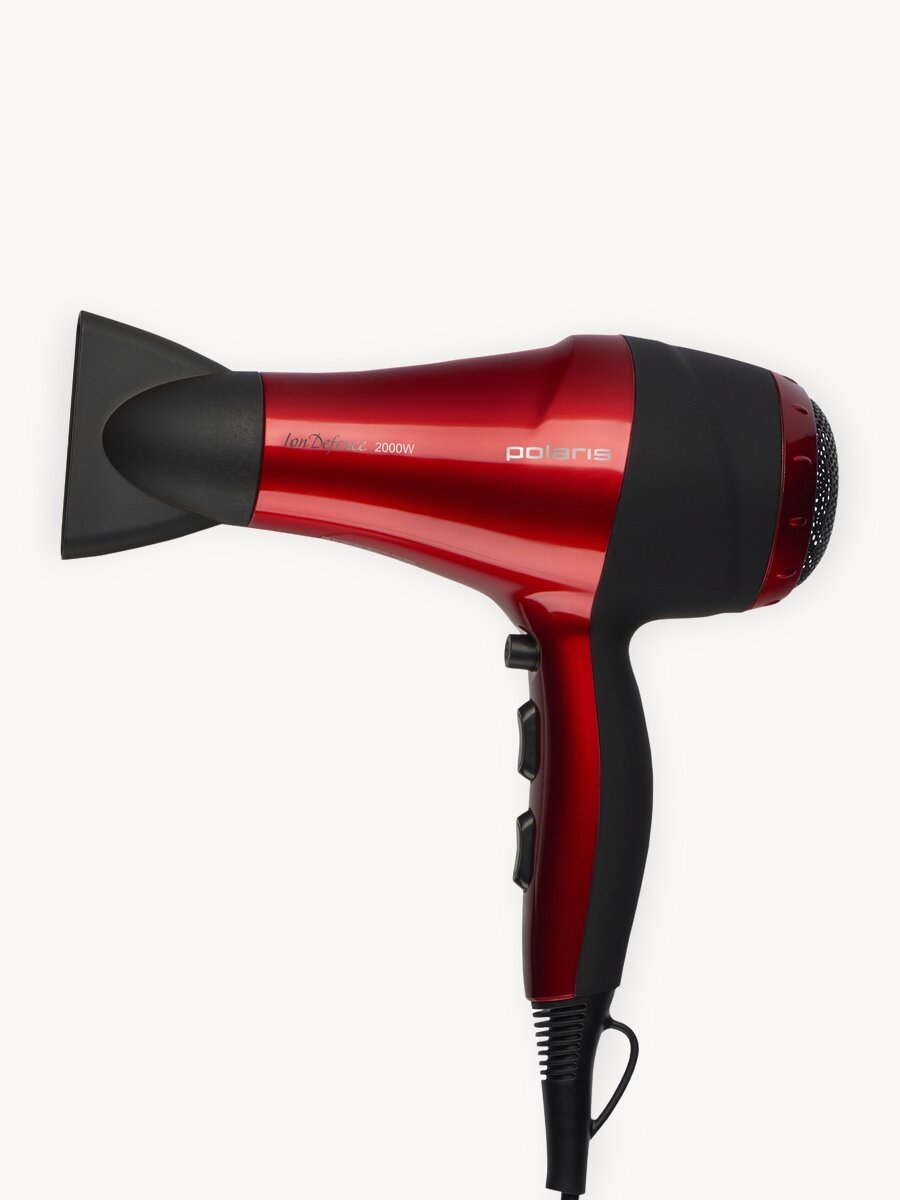 Фен с насадкой концентратором Polaris PHD 2077i, красный/черный
