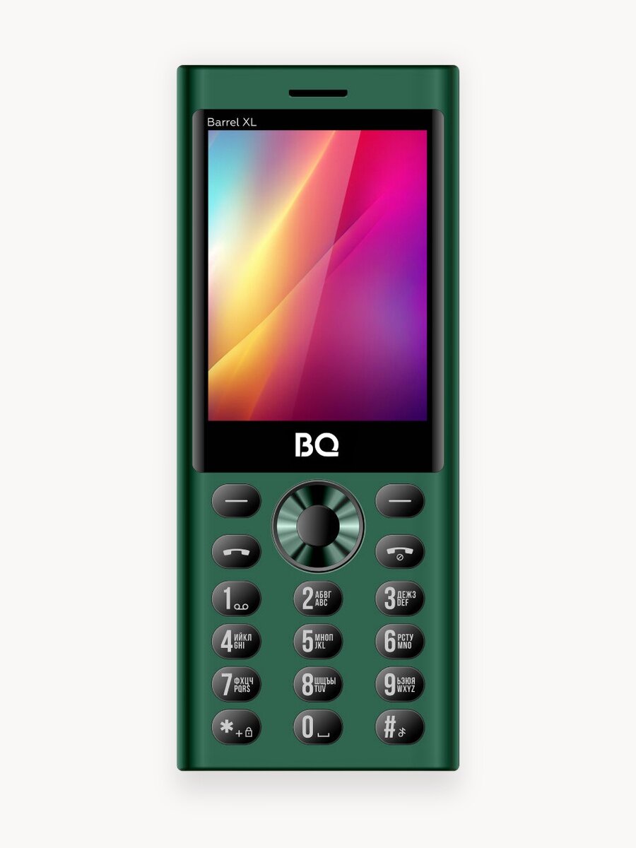Кнопочный мобильный телефон с 3-мя СИМ-картами BQ 2832 Barrel XL Green+Black