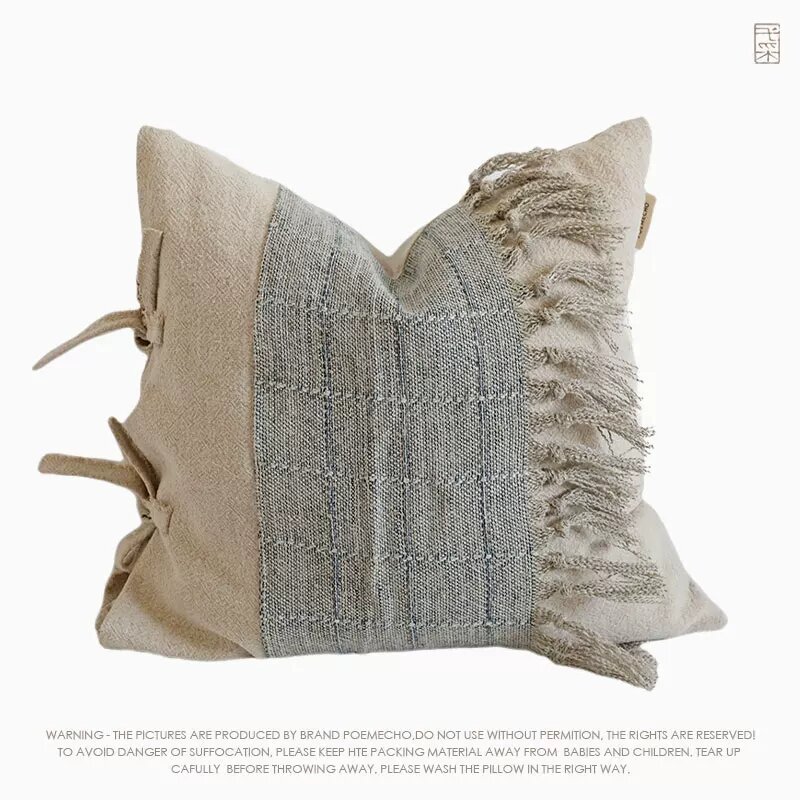 Квадратная подушка, 45x45 см, без наполнителя, хлопковая льняная ткань для отелей и дома