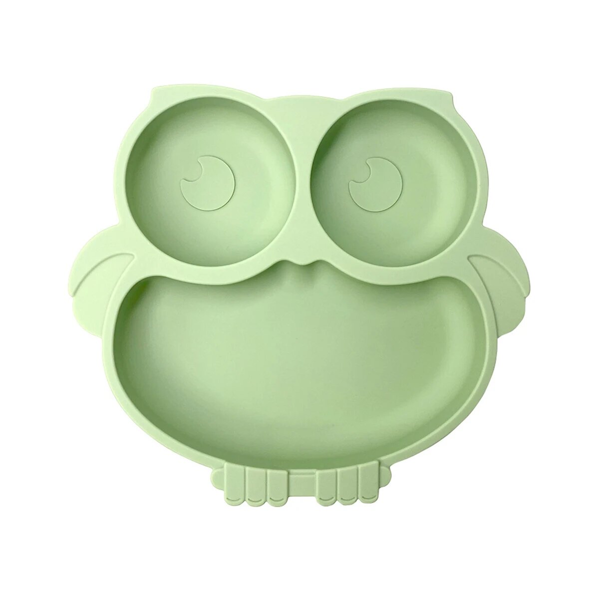 Детская силиконовая тарелка с совой Owl green