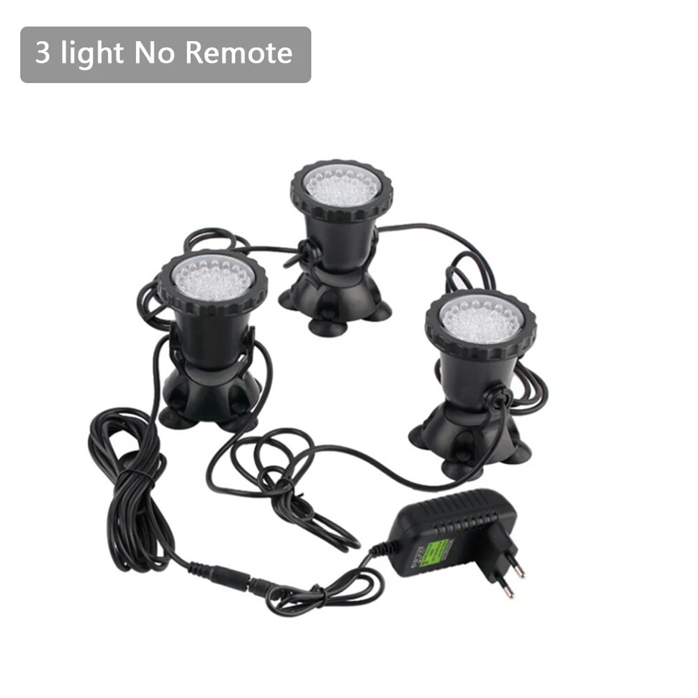 Подводный светильник XUNATA RGB 36 светодиодов IP68, EU Plug, 3 light No Remote